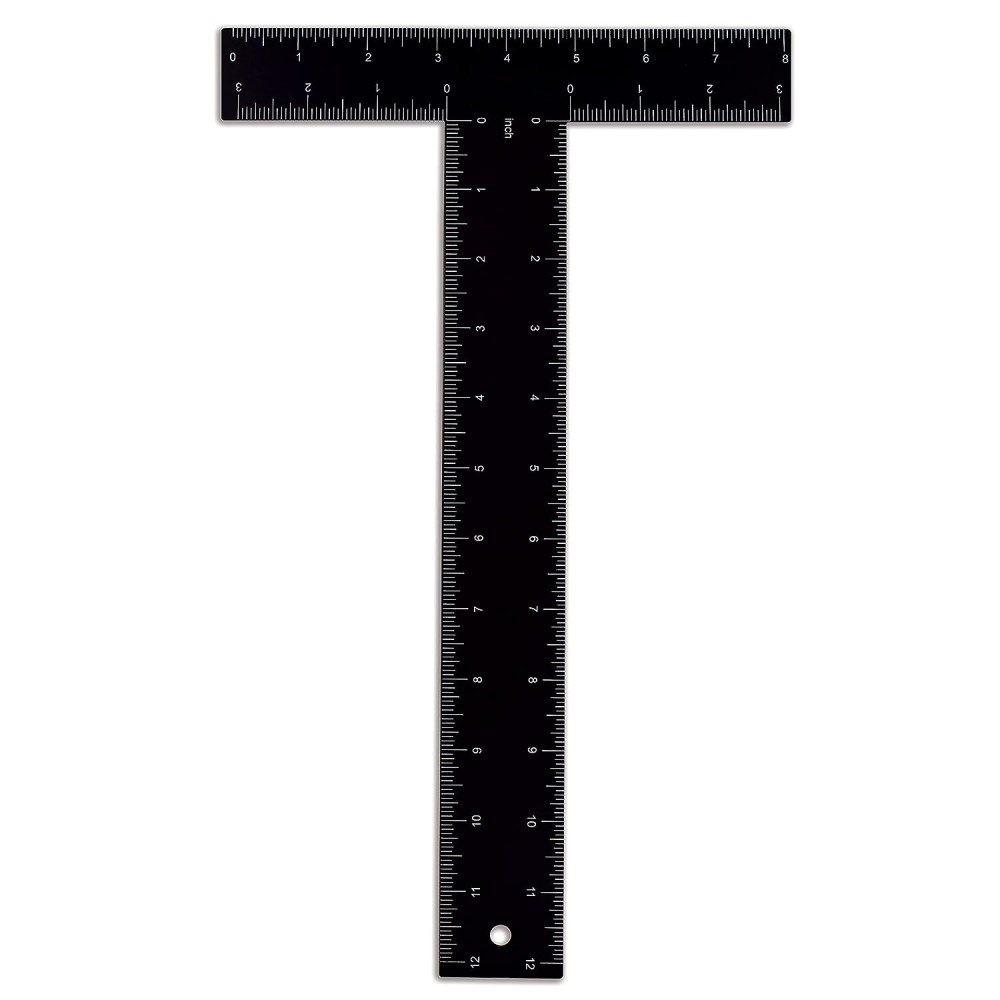 HwaGui T Square, T Ruler, 12 inch Metal T Ruler Carbon Steel Ruler, Double Sided Standard ...